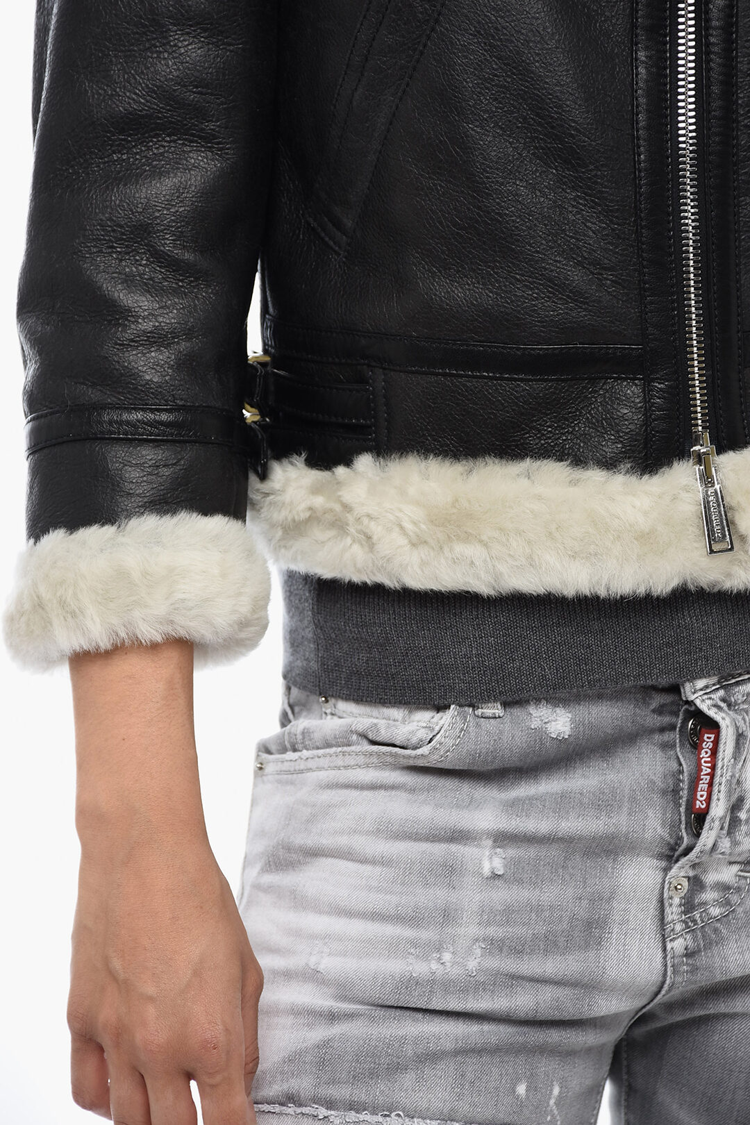 Dsquared2 Leather Jacket with Shearling Detailing women - Glamood Outlet