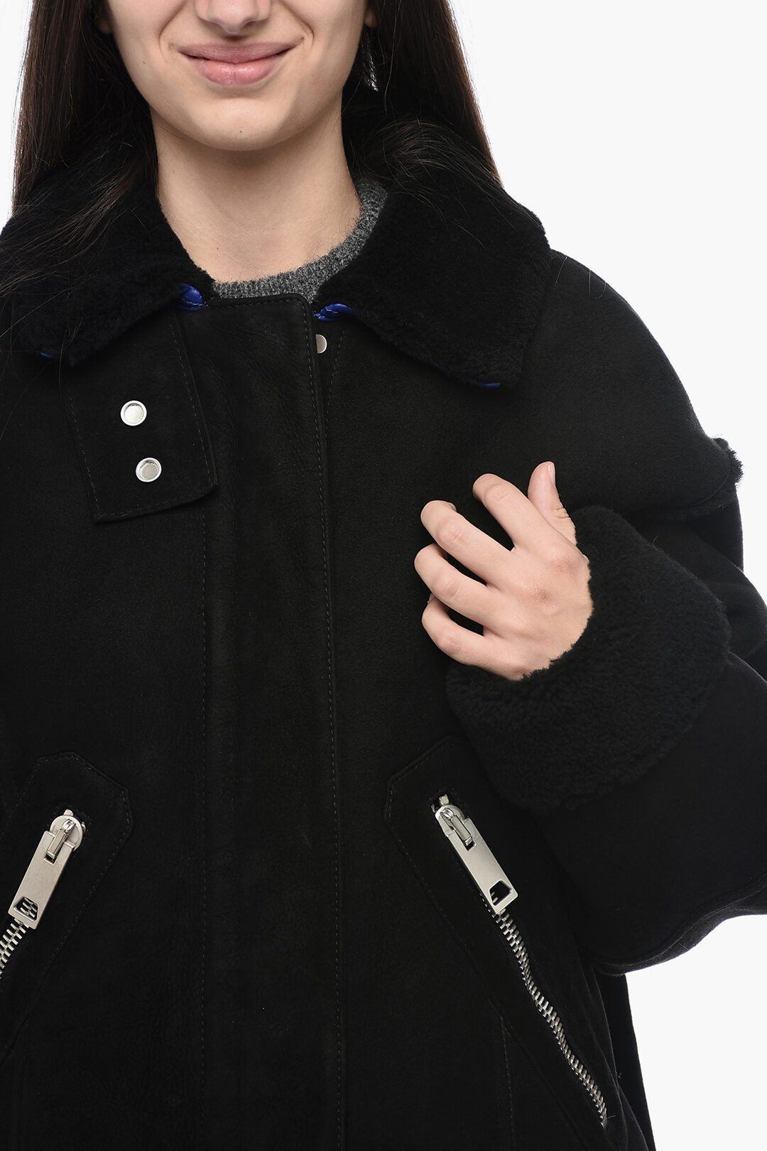 Off-White Leather Jacket with Shearling Detailing women - Glamood Outlet