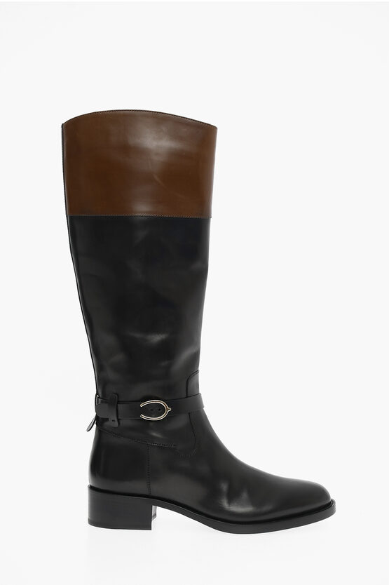 Sartore Leather Knee-lenght Boots With Buckle Heel 4 cm women - Glamood ...