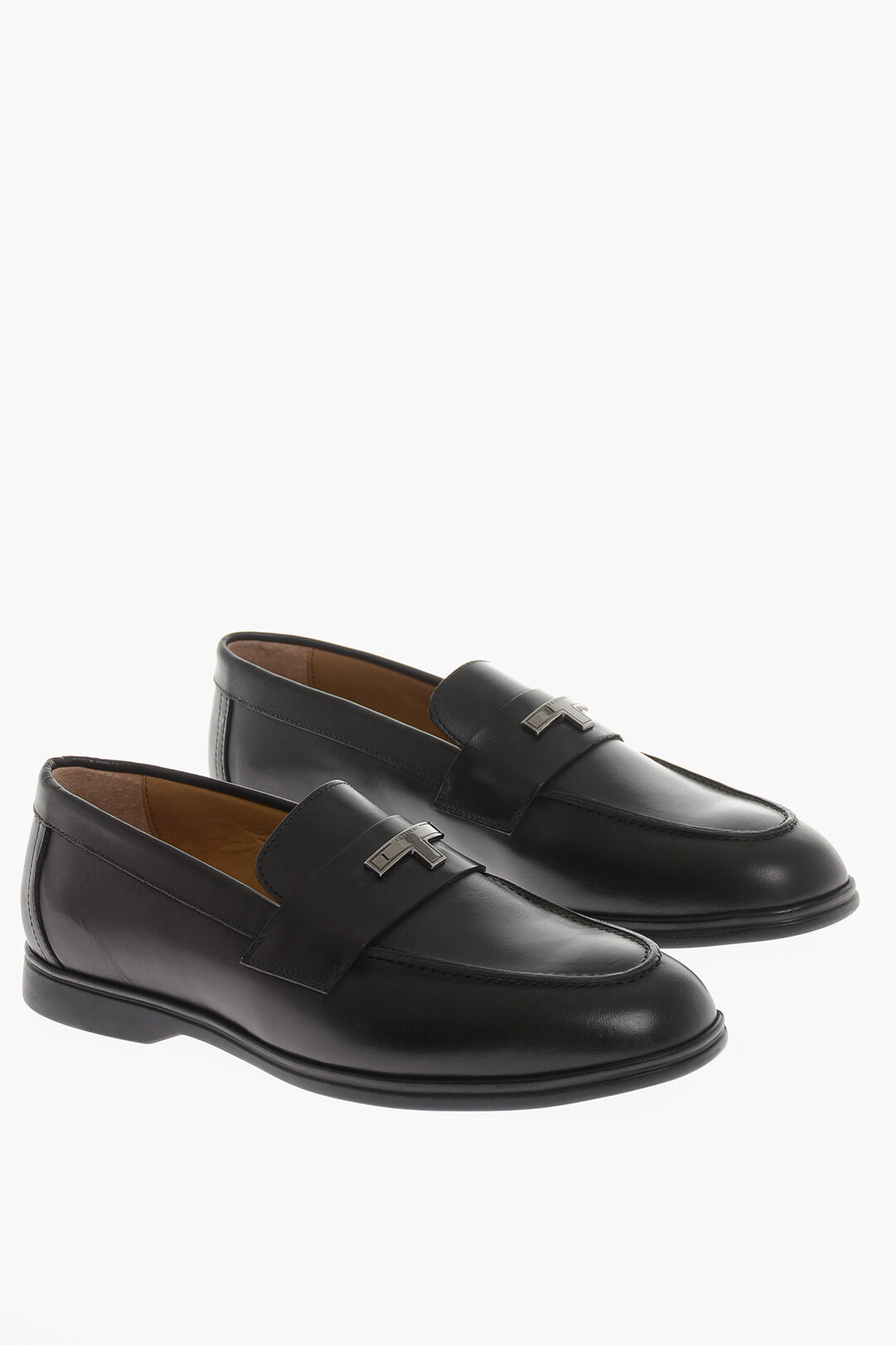 Testoni Leather Loafers with Frontal Logo men - Glamood Outlet