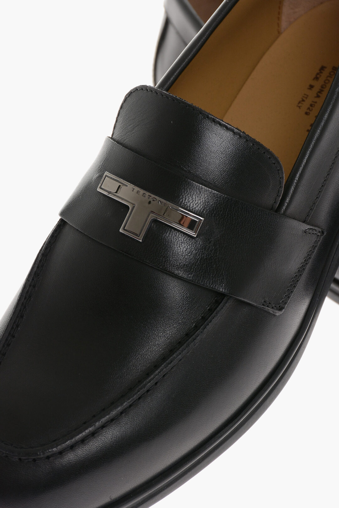 Testoni Leather Loafers with Frontal Logo men - Glamood Outlet