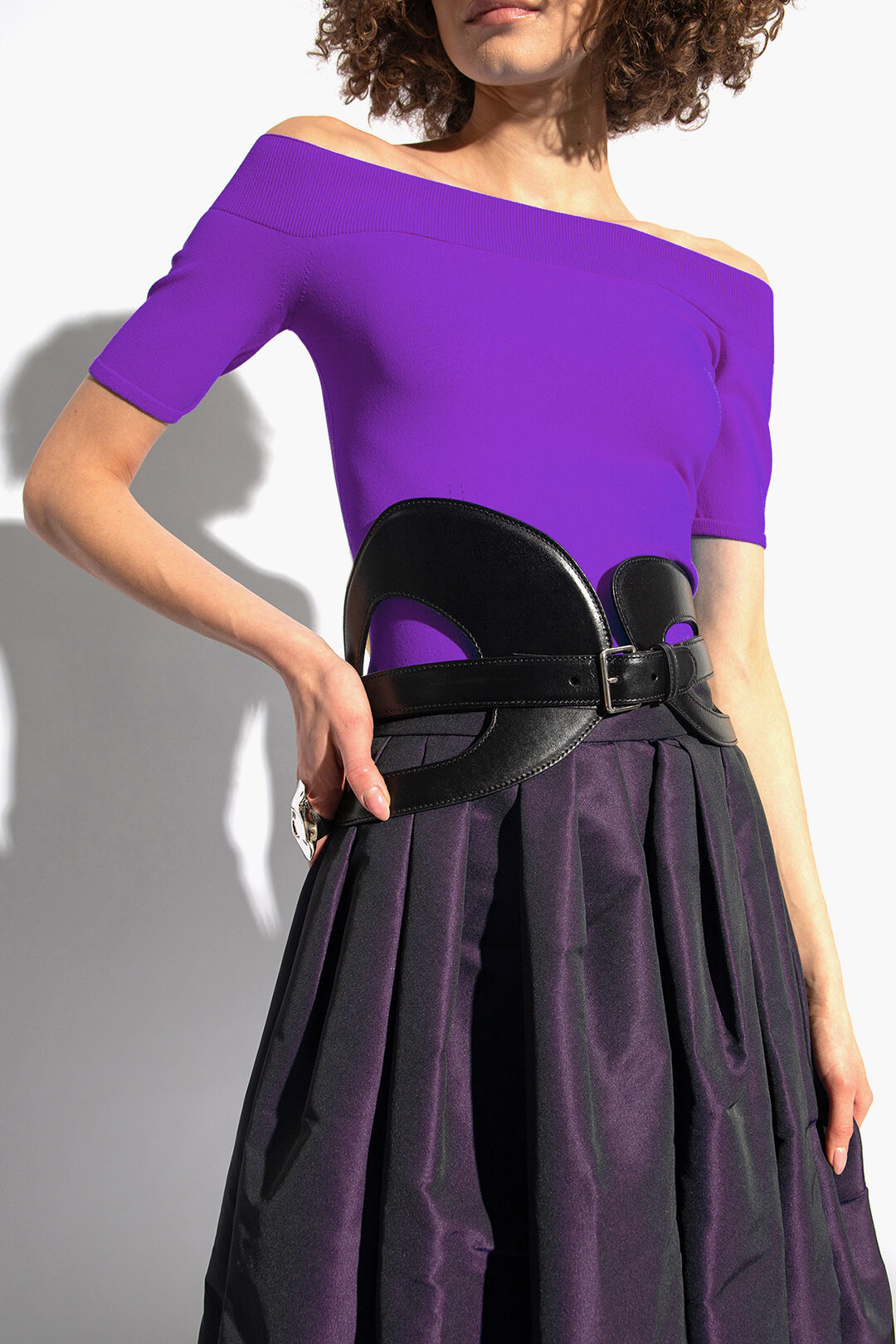 Alexander McQueen Leather Maxi Belt with Cut Out Details 190mm women ...