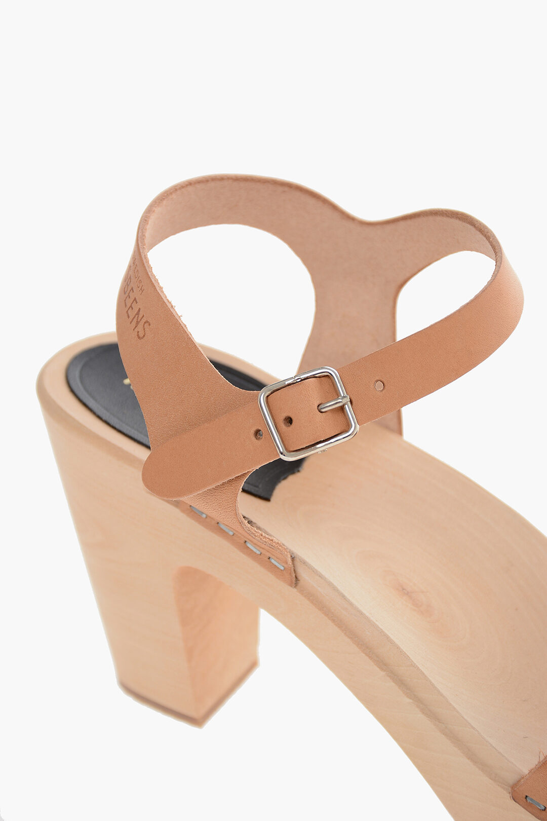 Swedish Hasbeens Leather MERCI Ankle Strap Sandals with Wooden Heel 9 ...