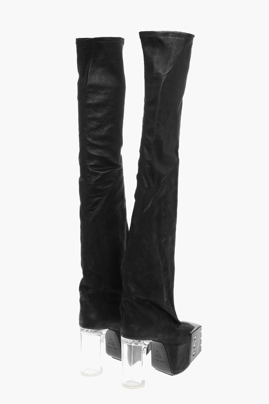 Rick Owens Leather Over the Knee Boots with Platform Sole 12cm women ...