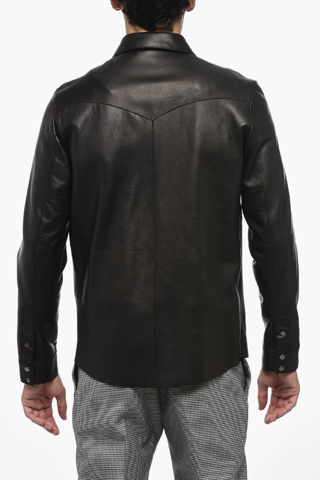 Salvatore Santoro Leather Overshirt with Pointed Collar men - Glamood ...