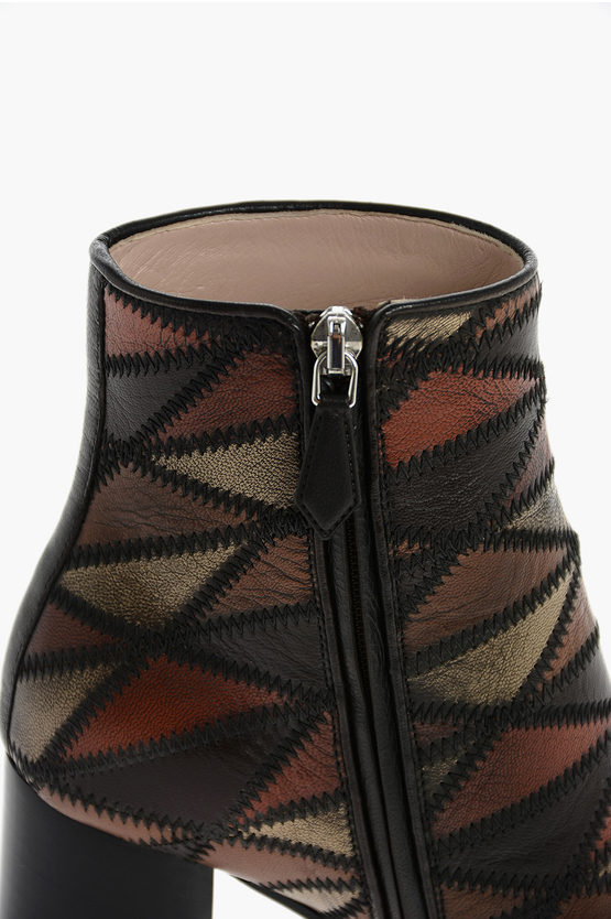 Miu Miu leather Patchwork High heel ankle boots 8cm women - Glamood Outlet