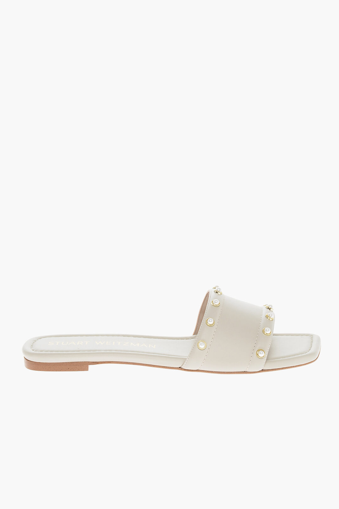 Stuart Weitzman Leather PEARL SLIDE Sliders with Pearl Details women ...