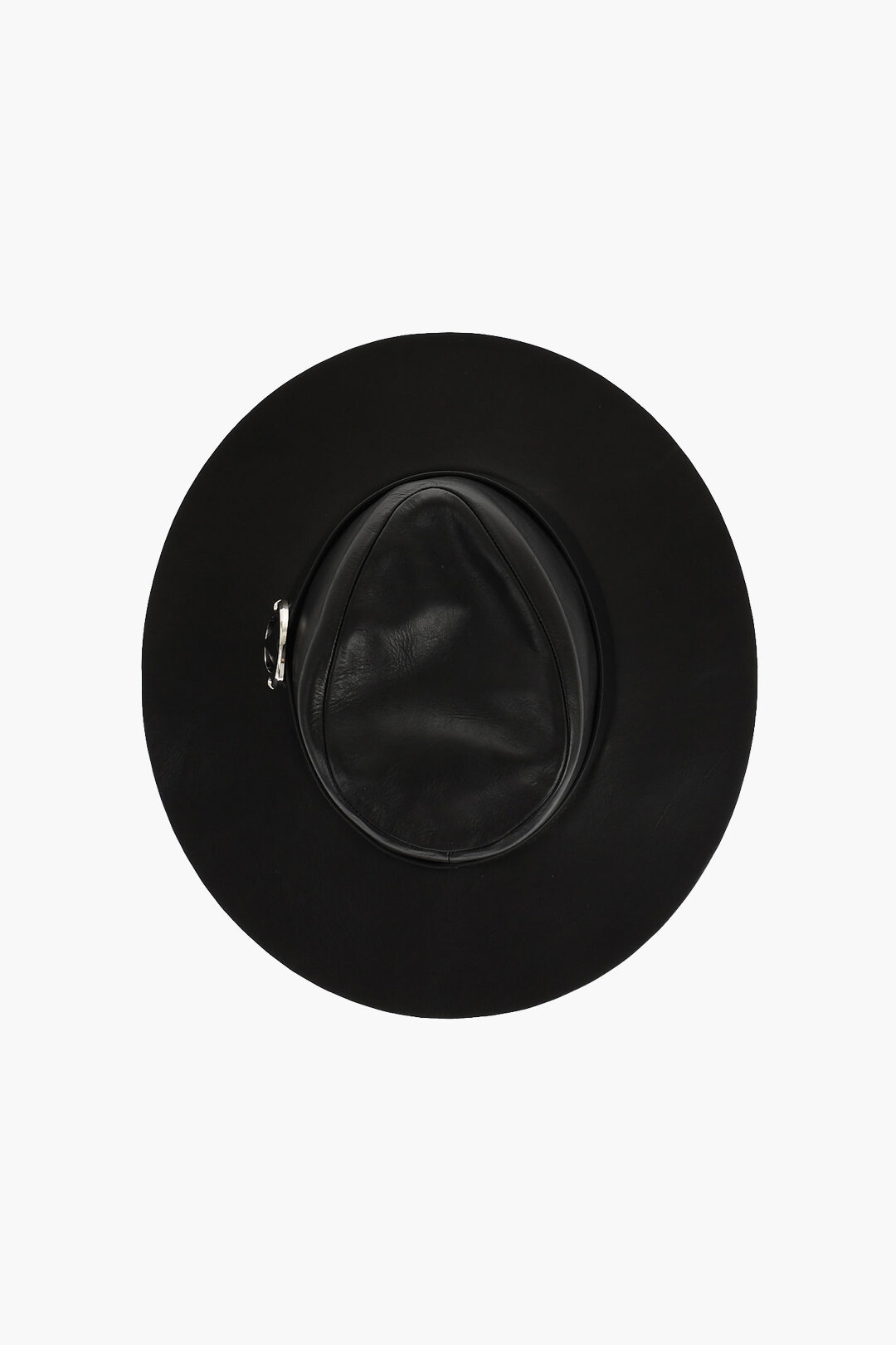 Alexander McQueen Leather POEM Fedora Hat with Meatl Frontal Detail men ...