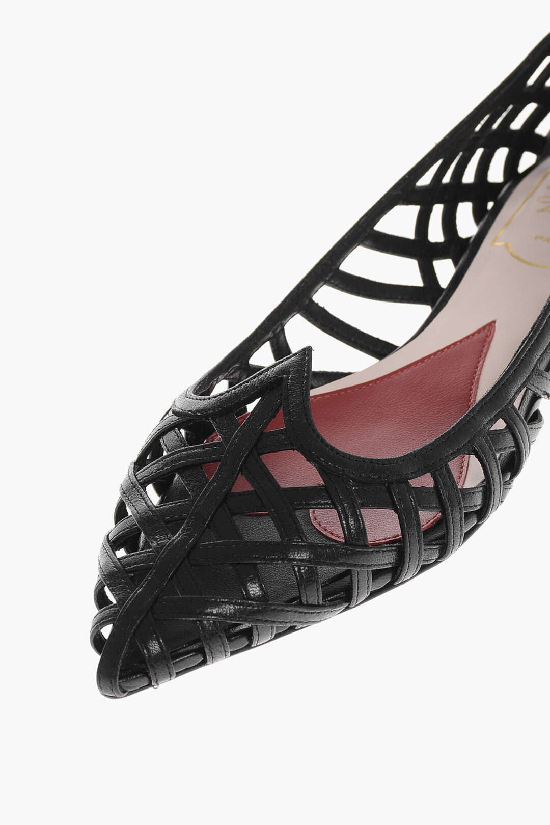 Roger Vivier Leather Point Toe Ballet Flats with Cut-Out Details women ...