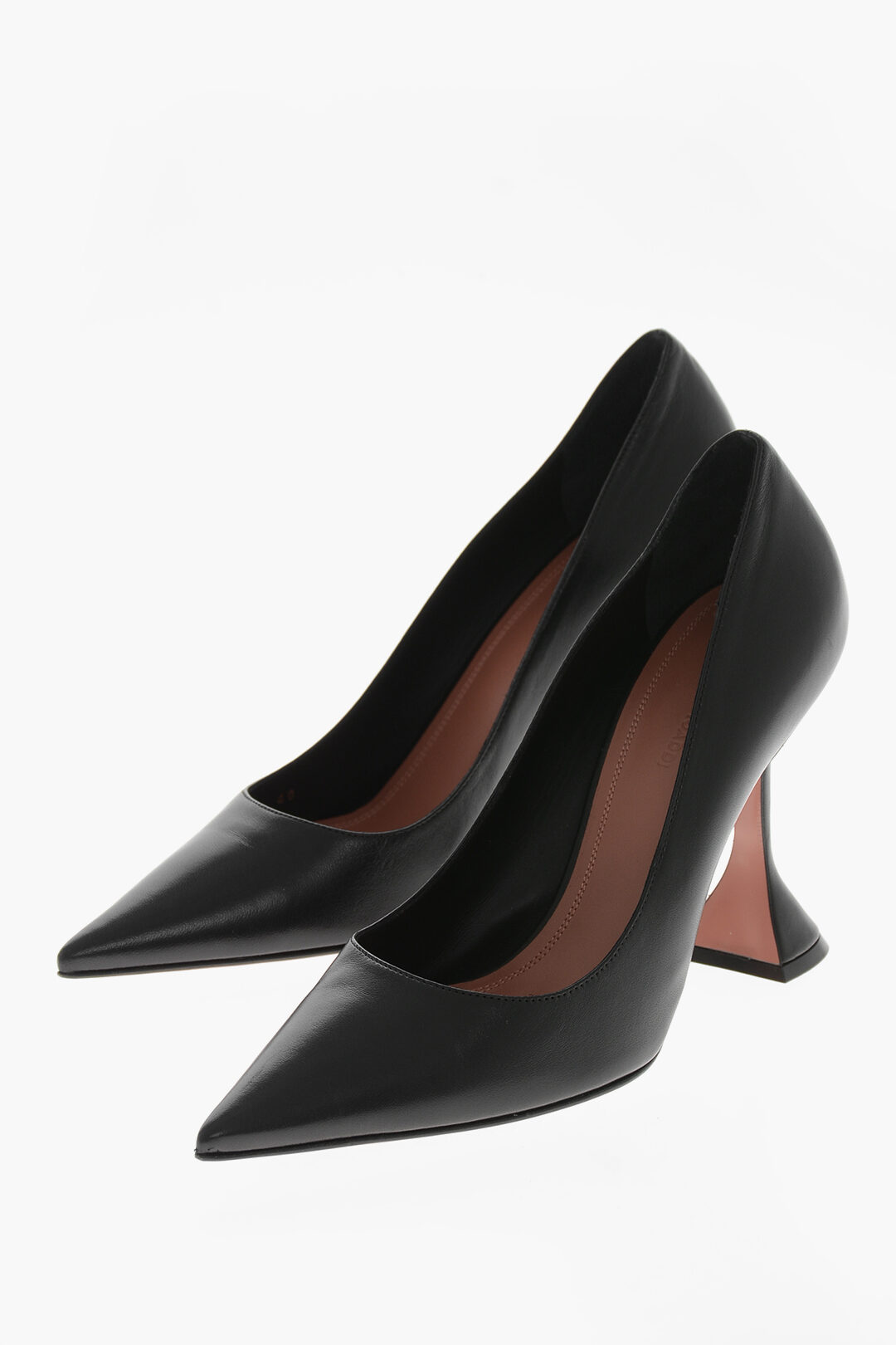 Amina Muaddi Leather Pumps AMI With 10cm Spool Heel women - Glamood Outlet