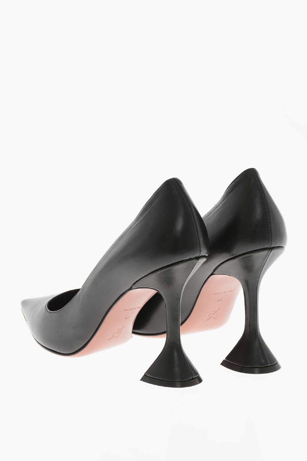 Amina Muaddi Leather Pumps AMI With 10cm Spool Heel women - Glamood Outlet