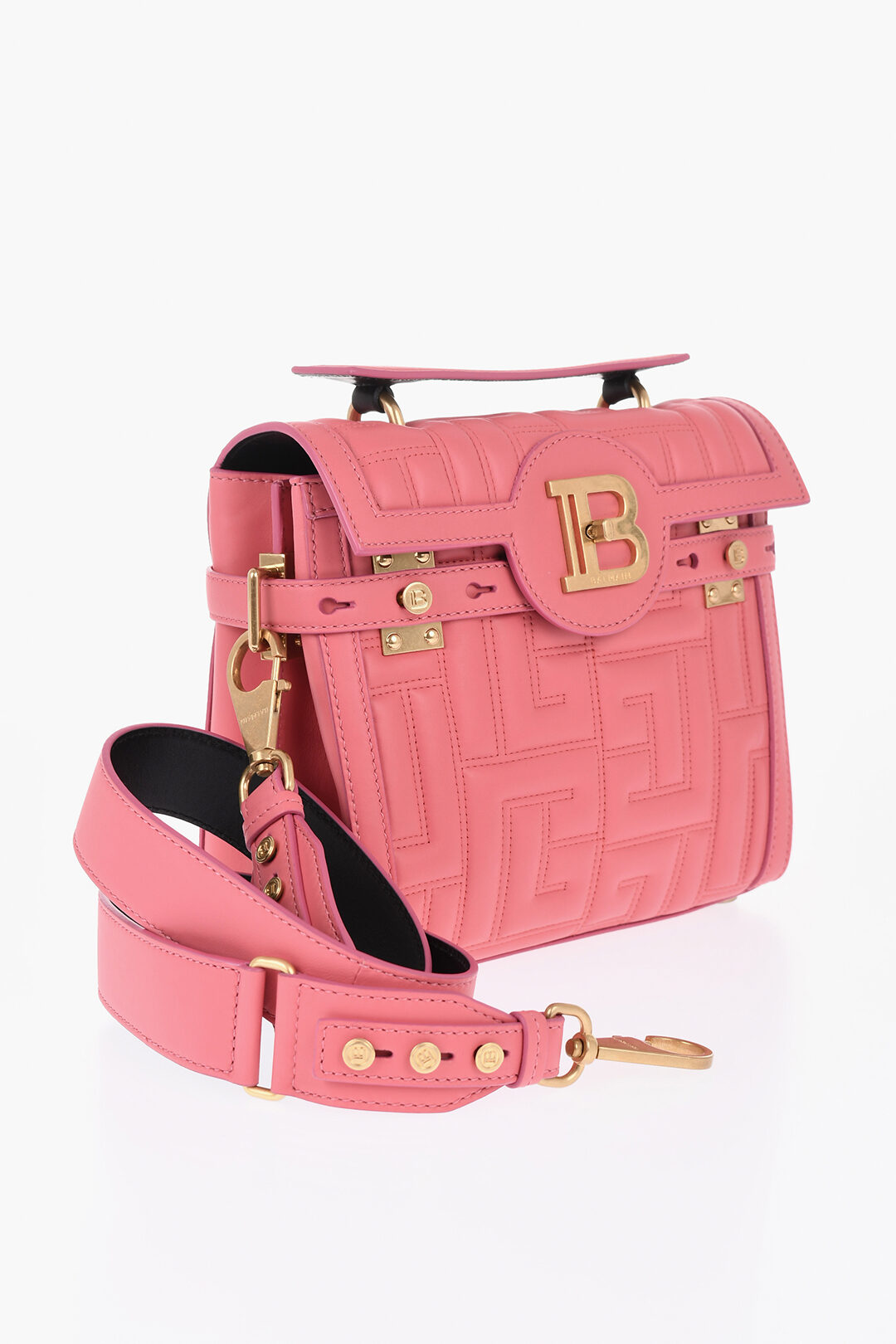 Balmain Leather Quilted Handbag with Removable Shoulder Strap women ...