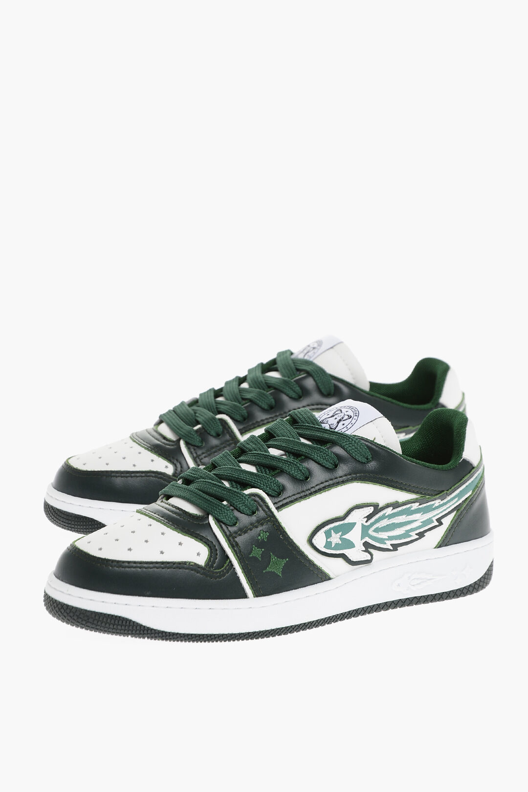 Enterprise Japan Leather ROCKET Sneakers With Patch men - Glamood Outlet