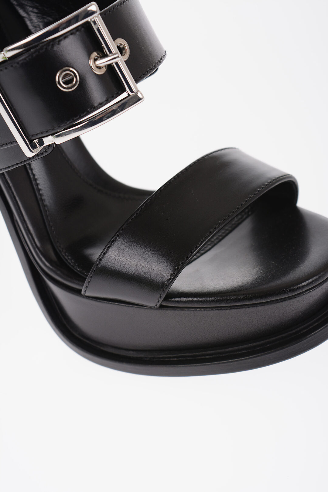 Alexander McQueen Leather Sandals With Buckles Heel 12 cm women ...