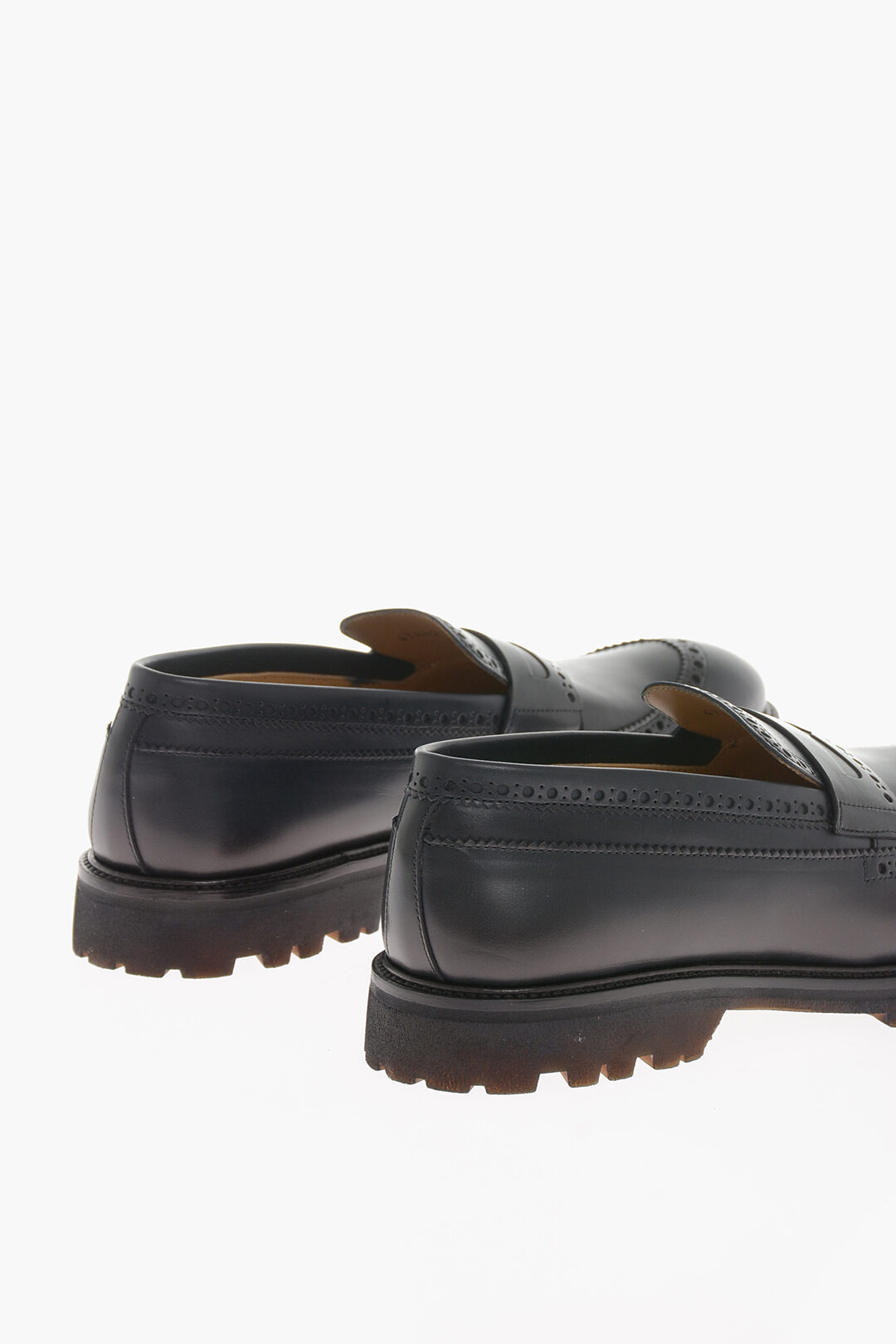 Testoni Leather Semi Brogue BEILLA Penny Loafers men - Glamood Outlet
