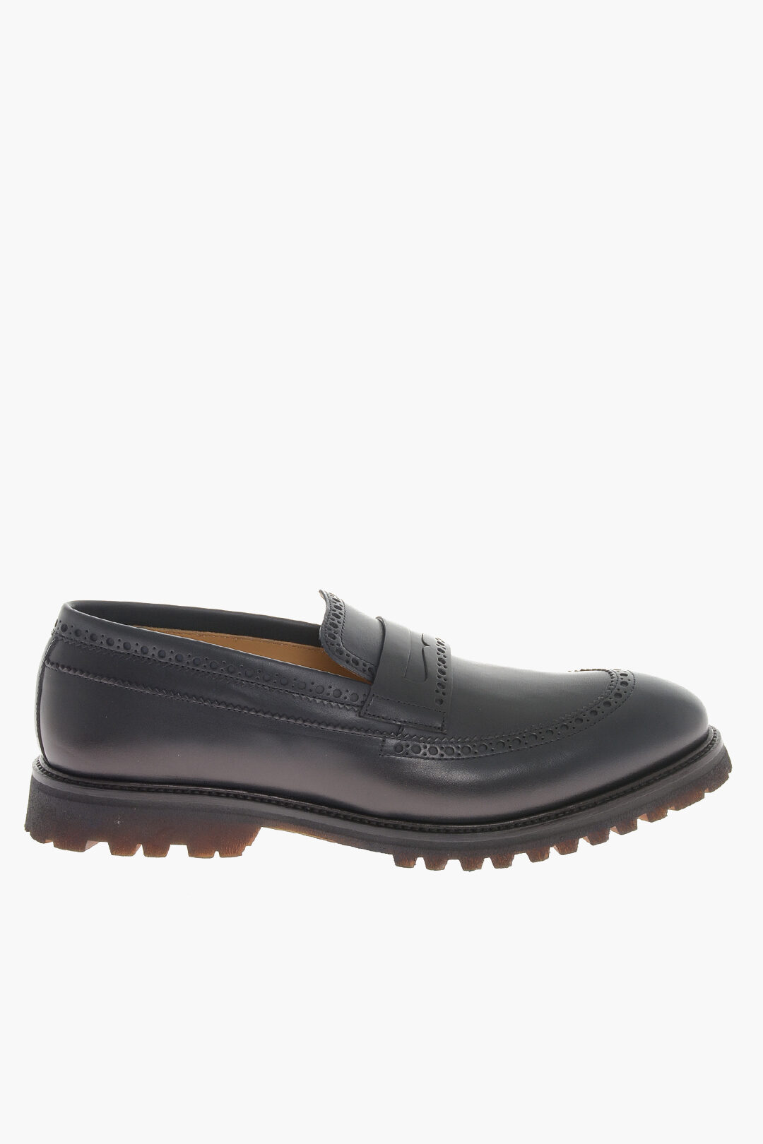 Testoni Leather Semi Brogue BEILLA Penny Loafers men - Glamood Outlet