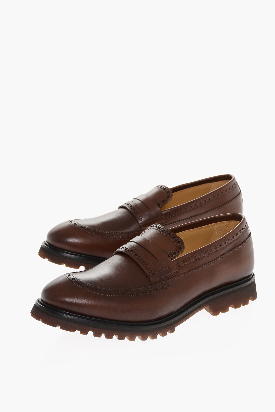 Testoni Leather Semi Brogue BEILLA Penny Loafers men - Glamood Outlet