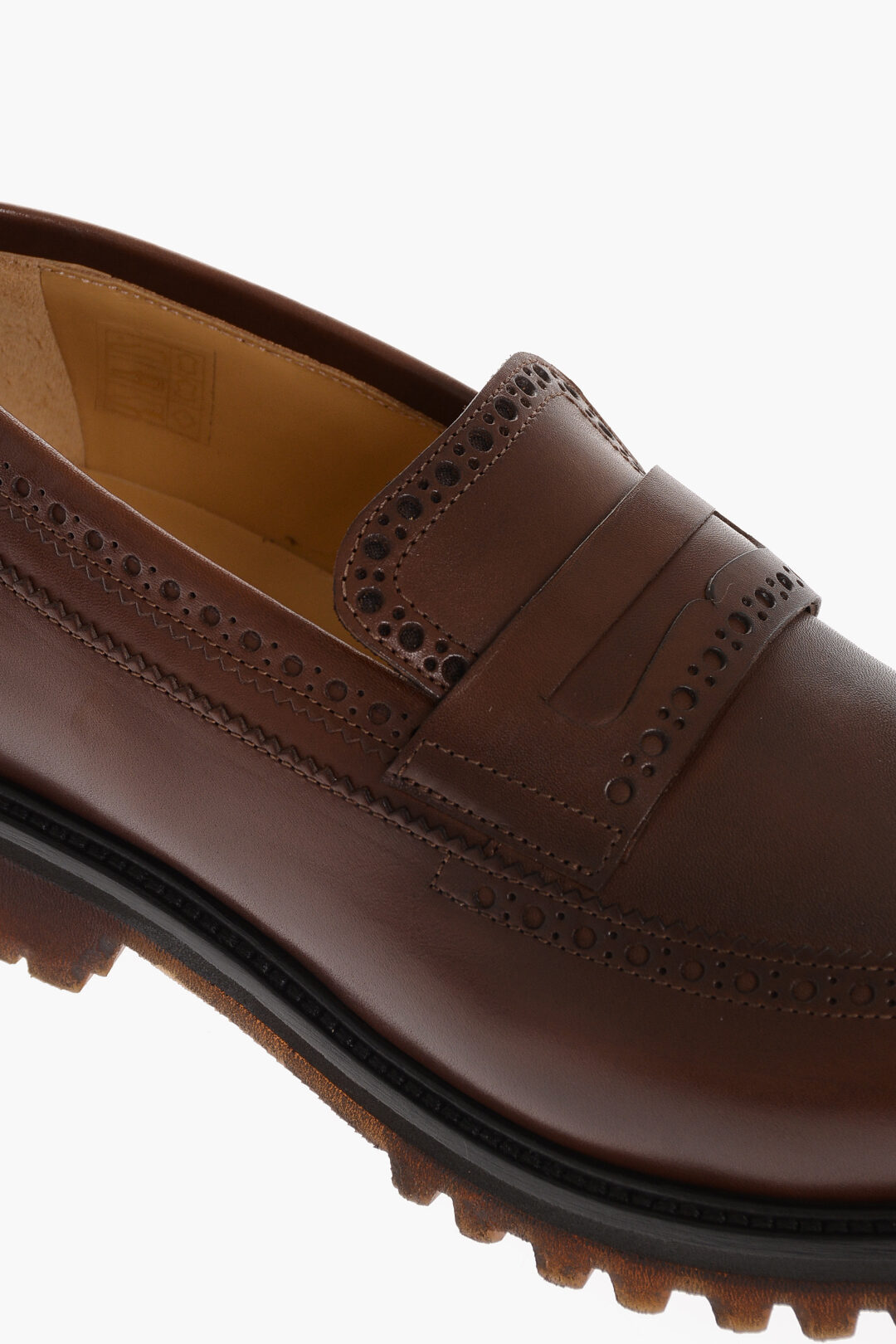 Testoni Leather Semi Brogue BEILLA Penny Loafers men - Glamood Outlet