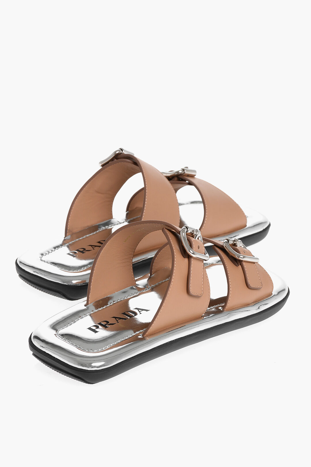 Prada Leather Sliders with Double Buckle women - Glamood Outlet