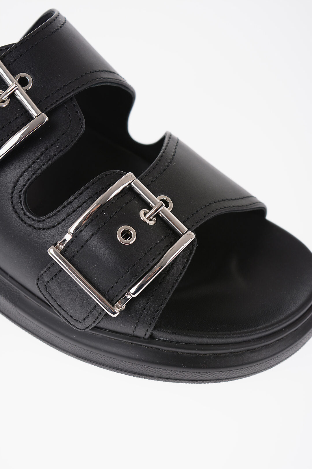 Alexander McQueen Leather Slides With Buckles women - Glamood Outlet