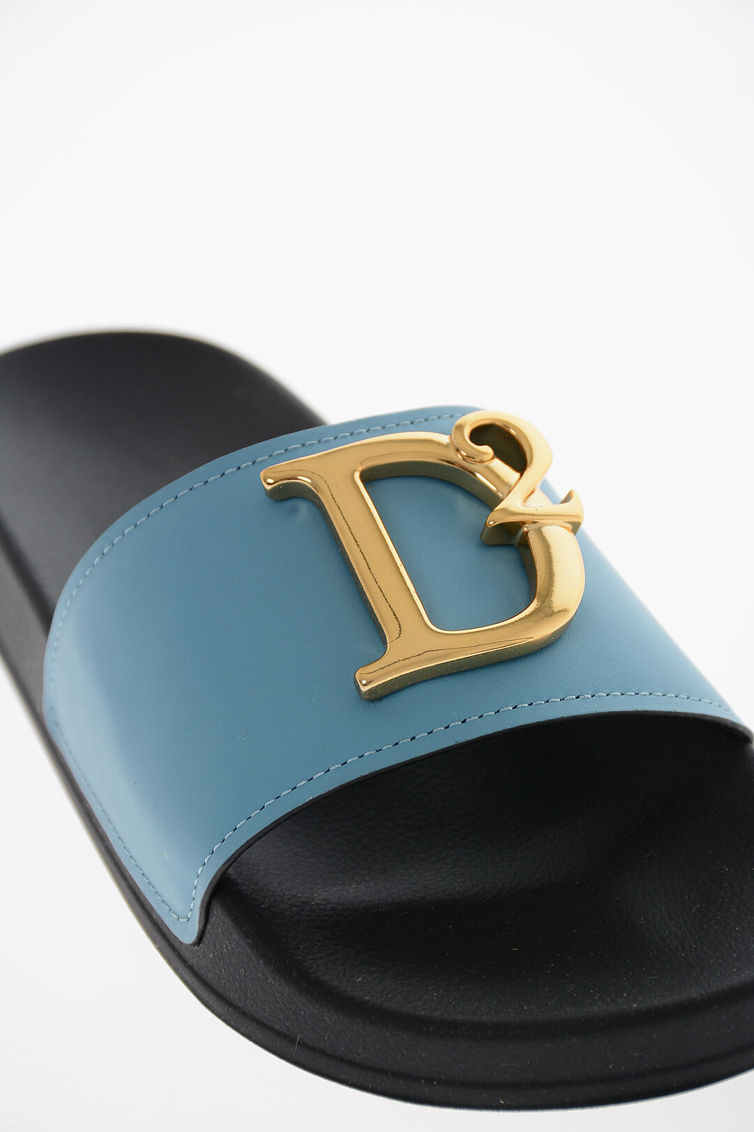 Dsquared2 Leather Slides with Gold-toned Logo women - Glamood Outlet