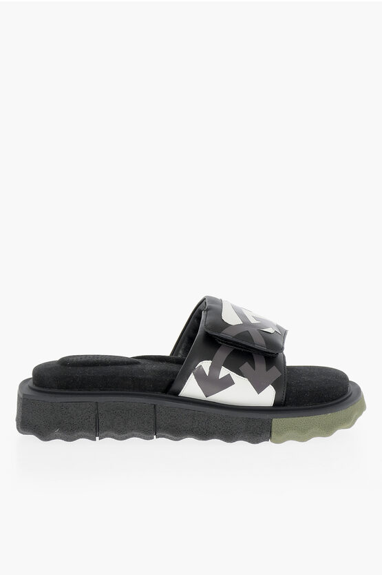 Off-White Leather Slides with Touch Strap Closure men - Glamood Outlet