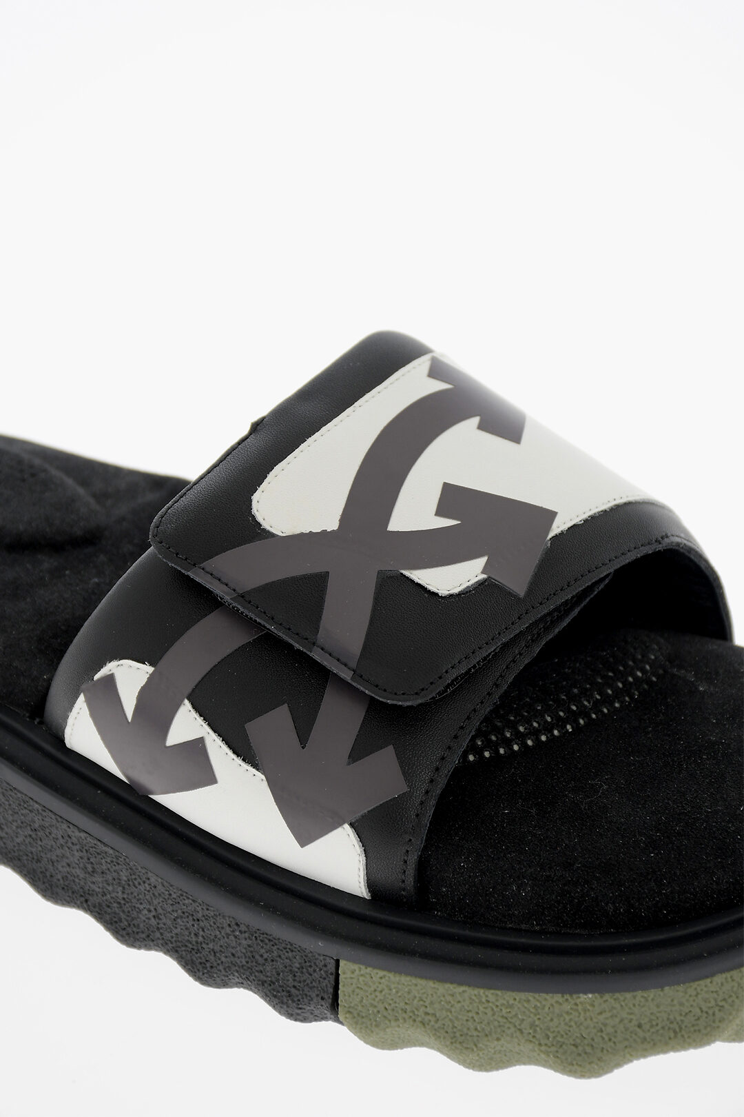 Off-White Leather Slides with Touch Strap Closure men - Glamood Outlet