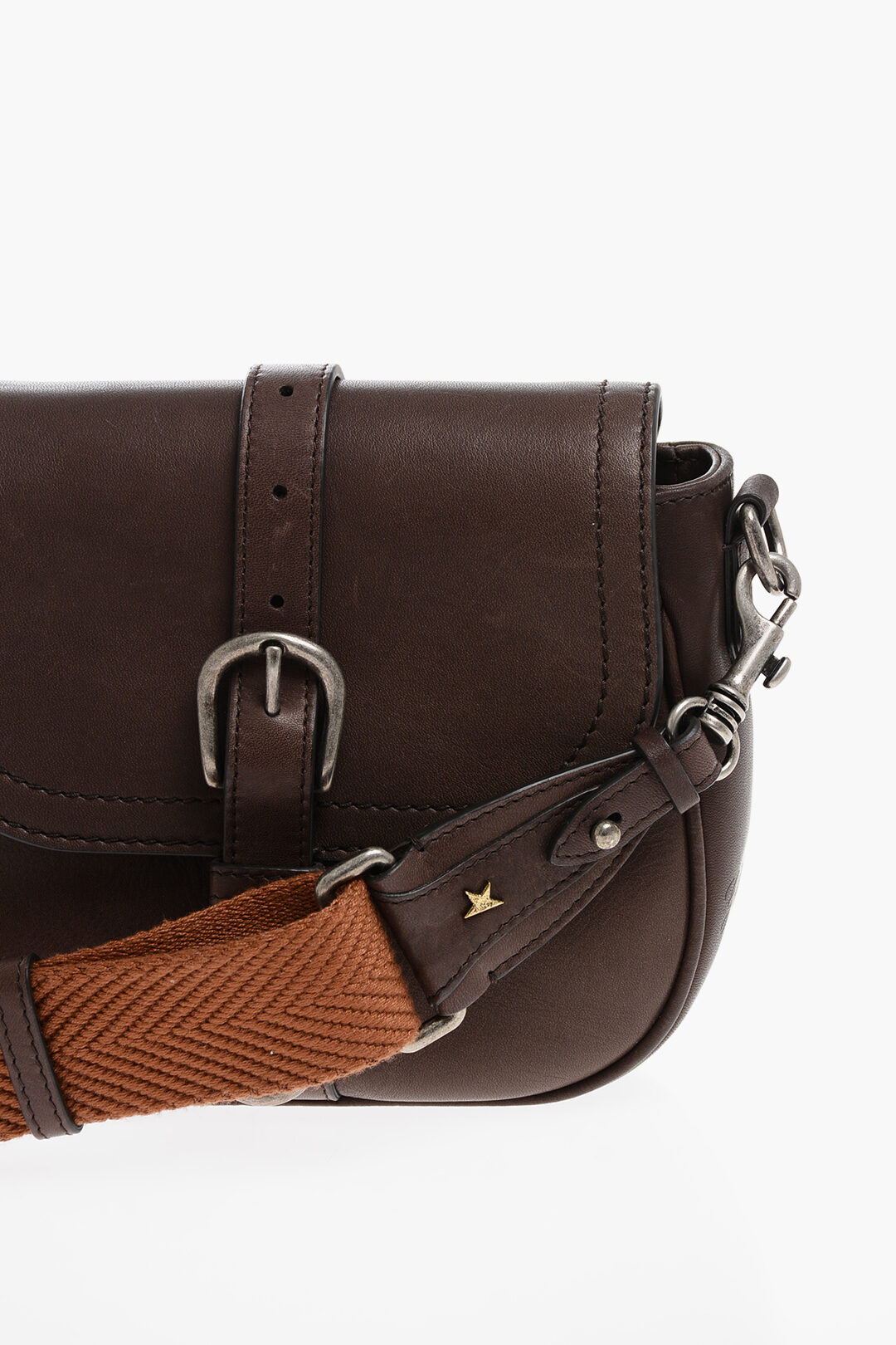 Golden Goose Leather Vintage Effect FRANCIS Saddle Bag women - Glamood ...