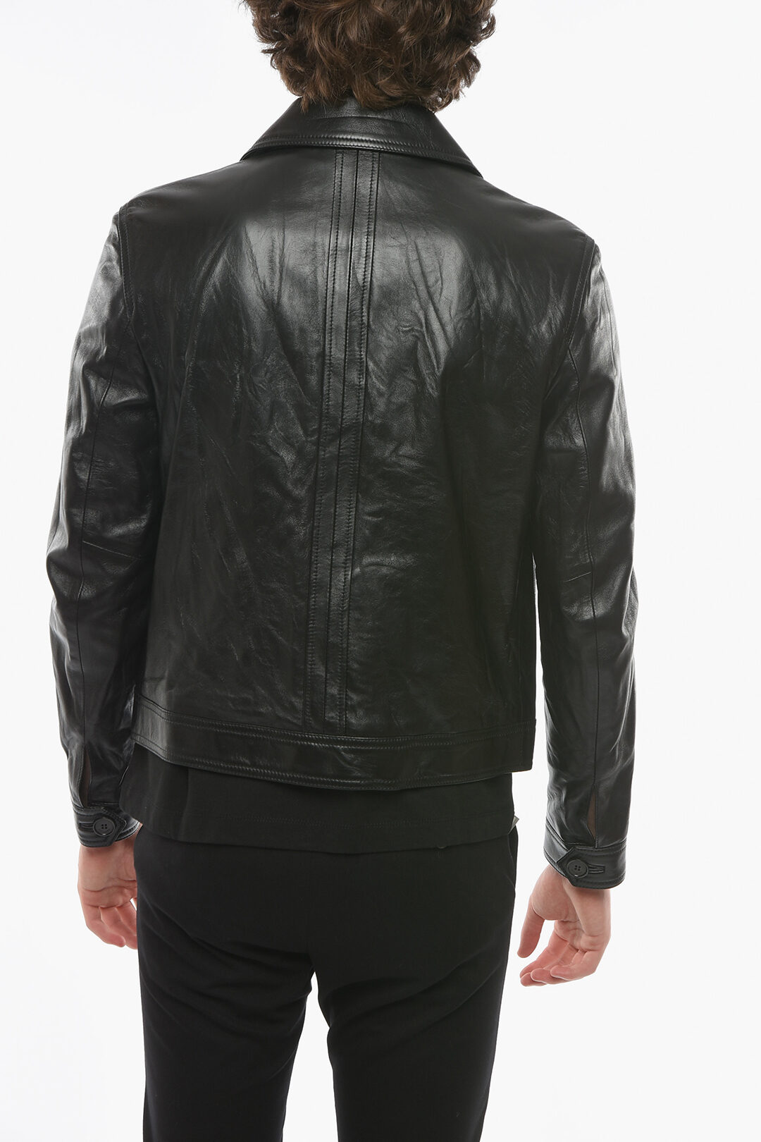 Saint Laurent Leather Zip-up Jacket with Multipocket men - Glamood Outlet