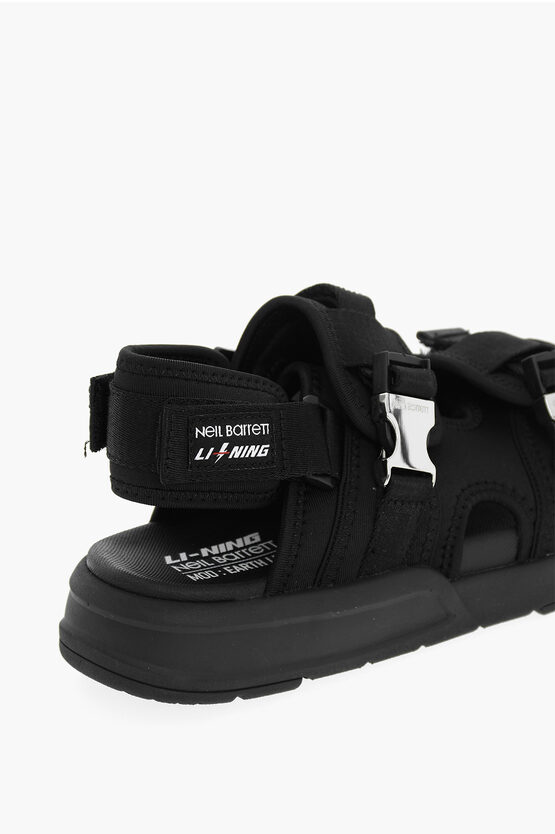 Neil Barrett LI-NING Solid Color Double Buckle Sandals with Socks men ...