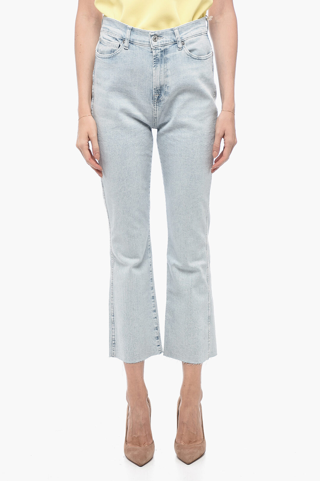 Seven Light-Washed Stetchy Denims with Raw-Cut Hem women - Glamood Outlet