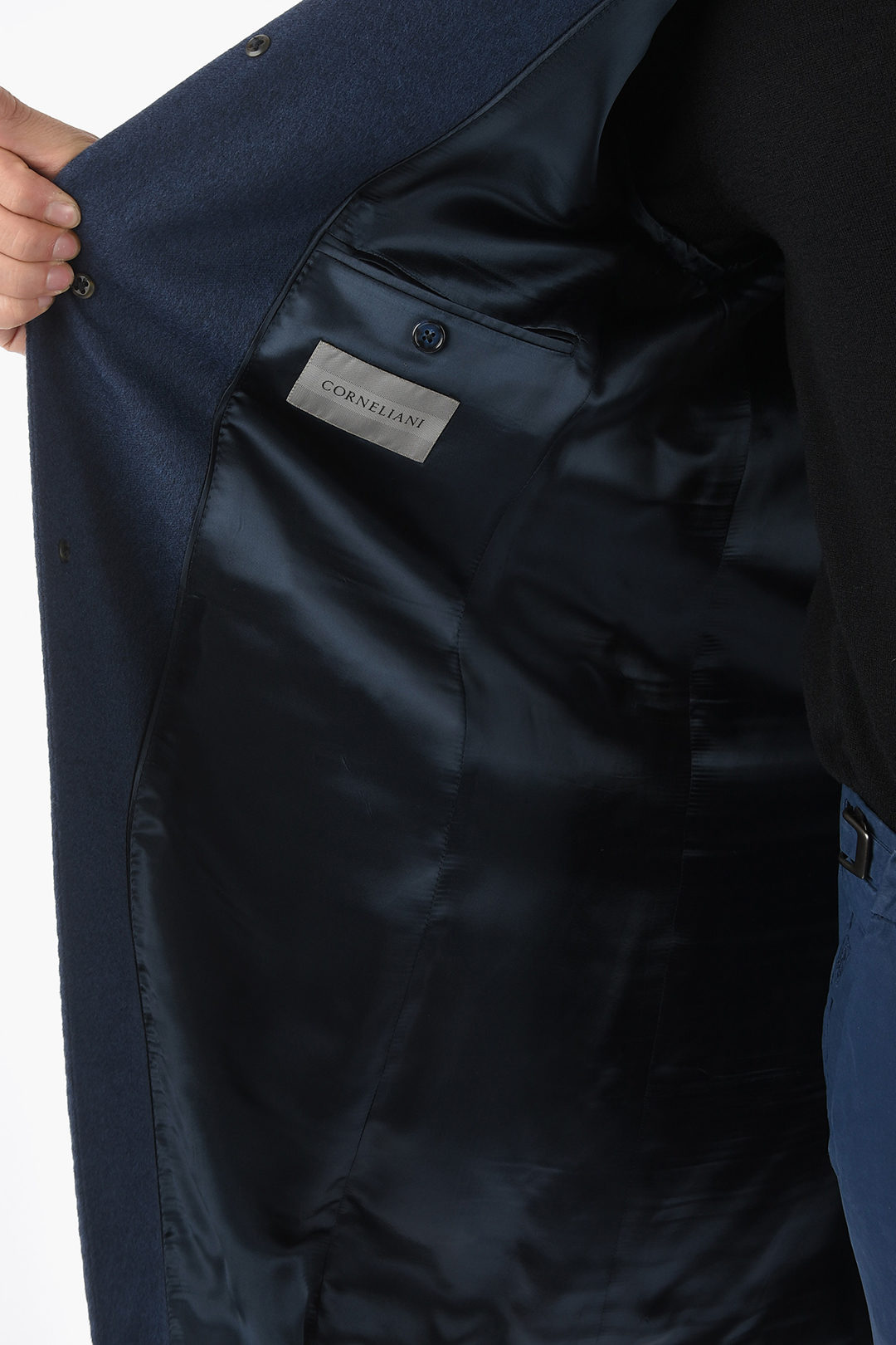 Corneliani Lined Coat with Peak Lapel Back Vent and Flap Pocket men ...