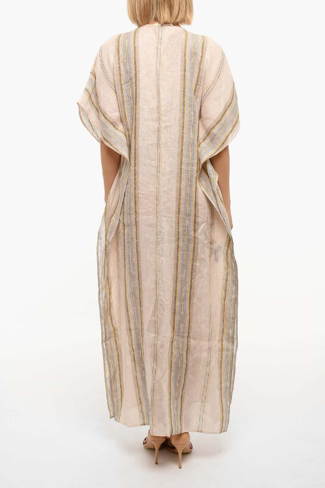 Tory Burch Linen Caftan Dress in Stripe Motif women - Glamood Outlet