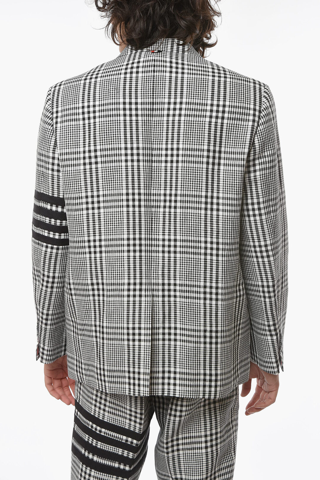 Thom Browne Linen Half-lined Blazer with Check Pattern and Flap Pockets ...
