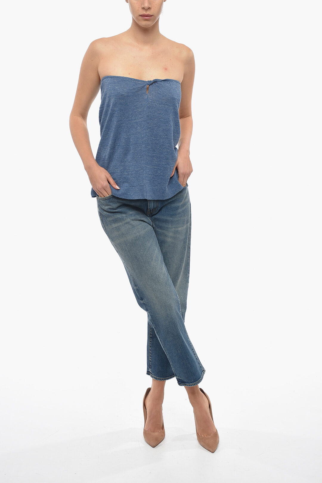 Altea Linen Strapless Top with Cut-out Detailing women - Glamood Outlet