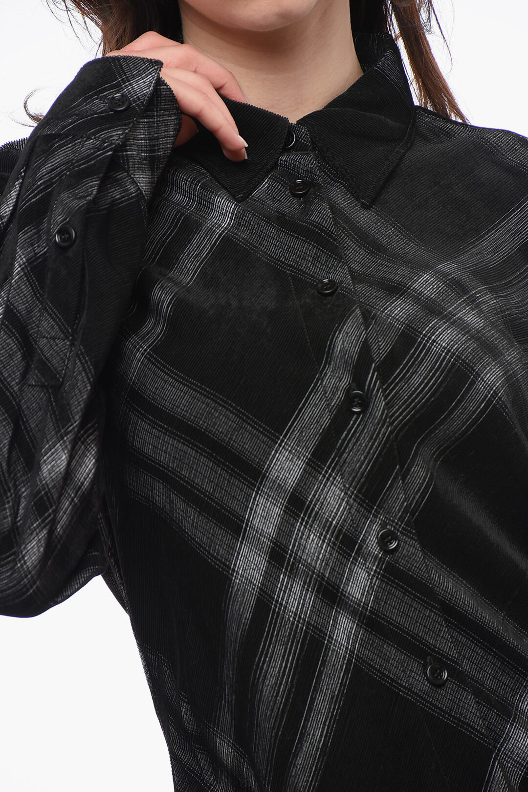 Burberry Long Flannel Shirt with Checkered Motif women - Glamood Outlet