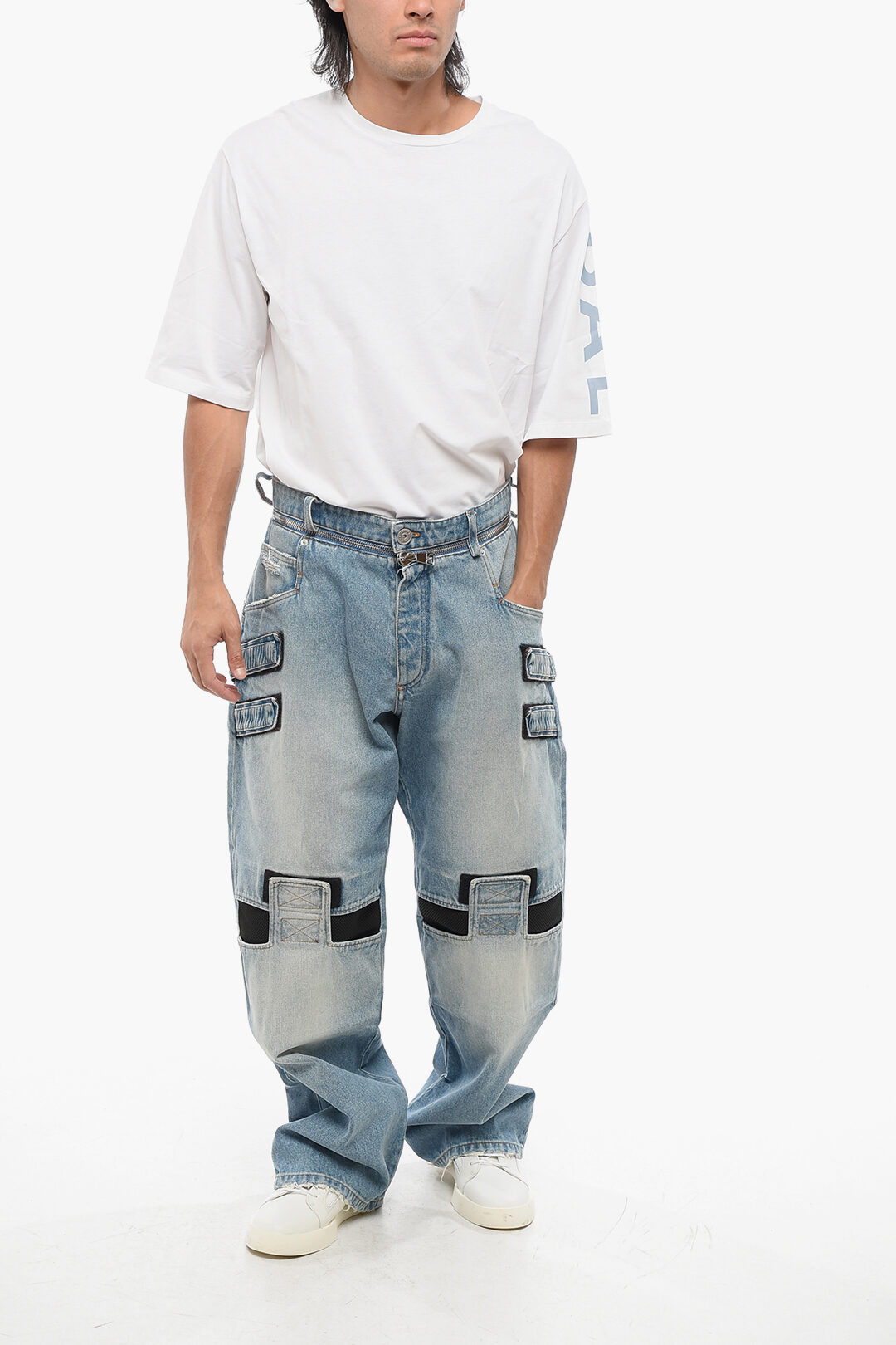 Balmain Loose Fit Jeans with Velcro Details 26cm men - Glamood Outlet