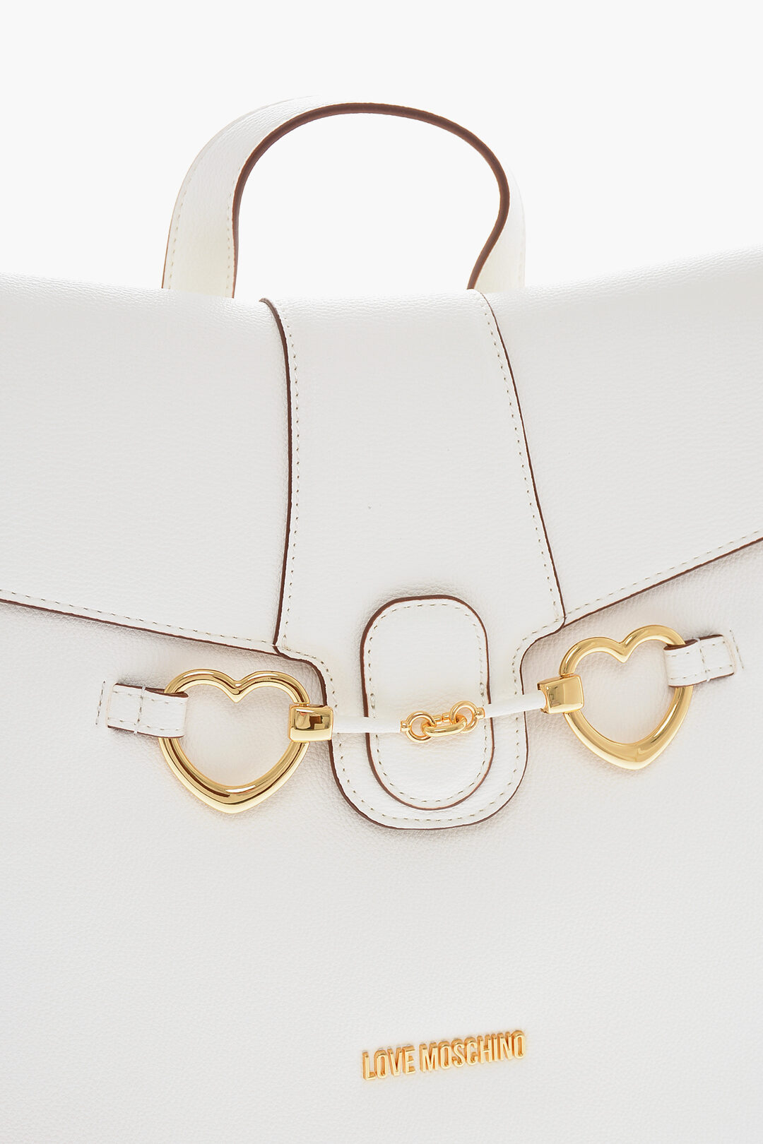 Moschino LOVE Faux Leather Backpack with Heart-Shaped Clamps women ...