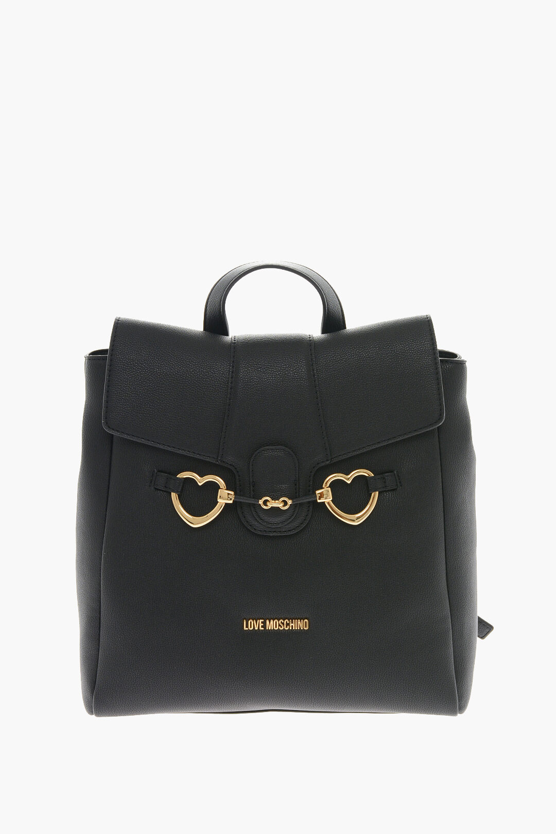 Moschino LOVE Faux Leather Backpack with Heart-Shaped Clamps women ...