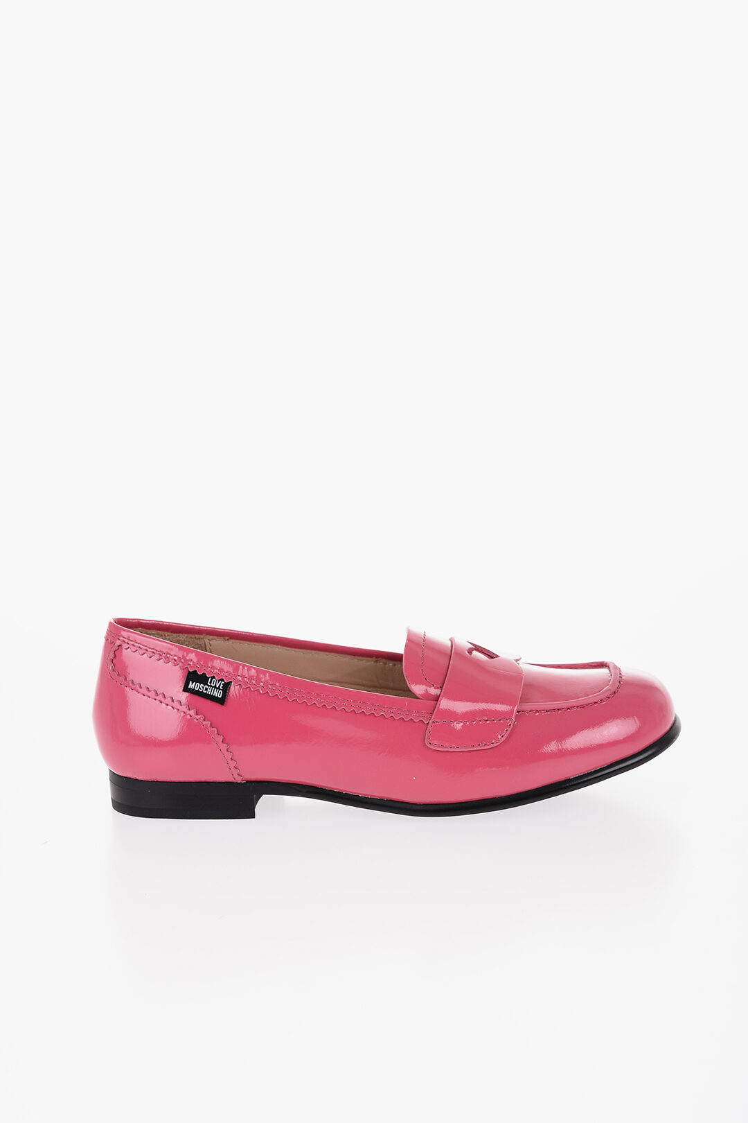Moschino LOVE Patent Leather Loafers with Heart-Shaped Cut-Out Detail ...