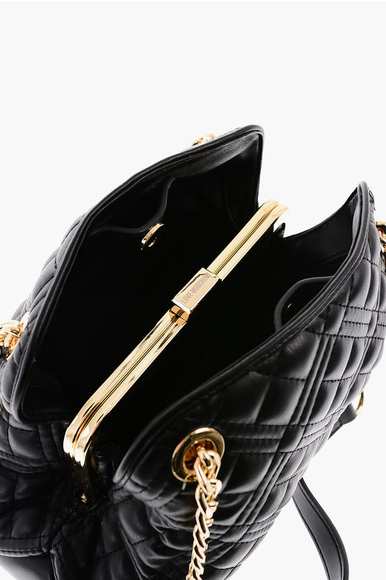 Moschino LOVE Quilted Mini Handle Bag with Golden Logo women - Glamood ...