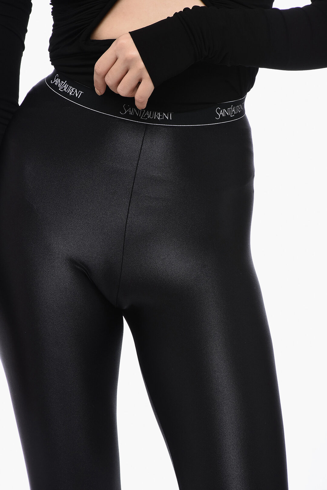 Saint Laurent Lycra Collant with Logoed Waistband women - Glamood Outlet