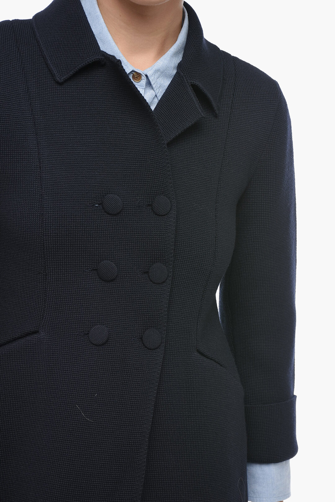 ELLA Merino Wool Double-breasted Blazer with Welt Pockets women ...