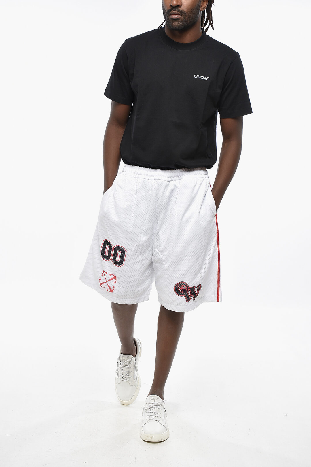 Off-White Mesh GOTHIC LOGO Shorts with Elastic Waistband men - Glamood ...