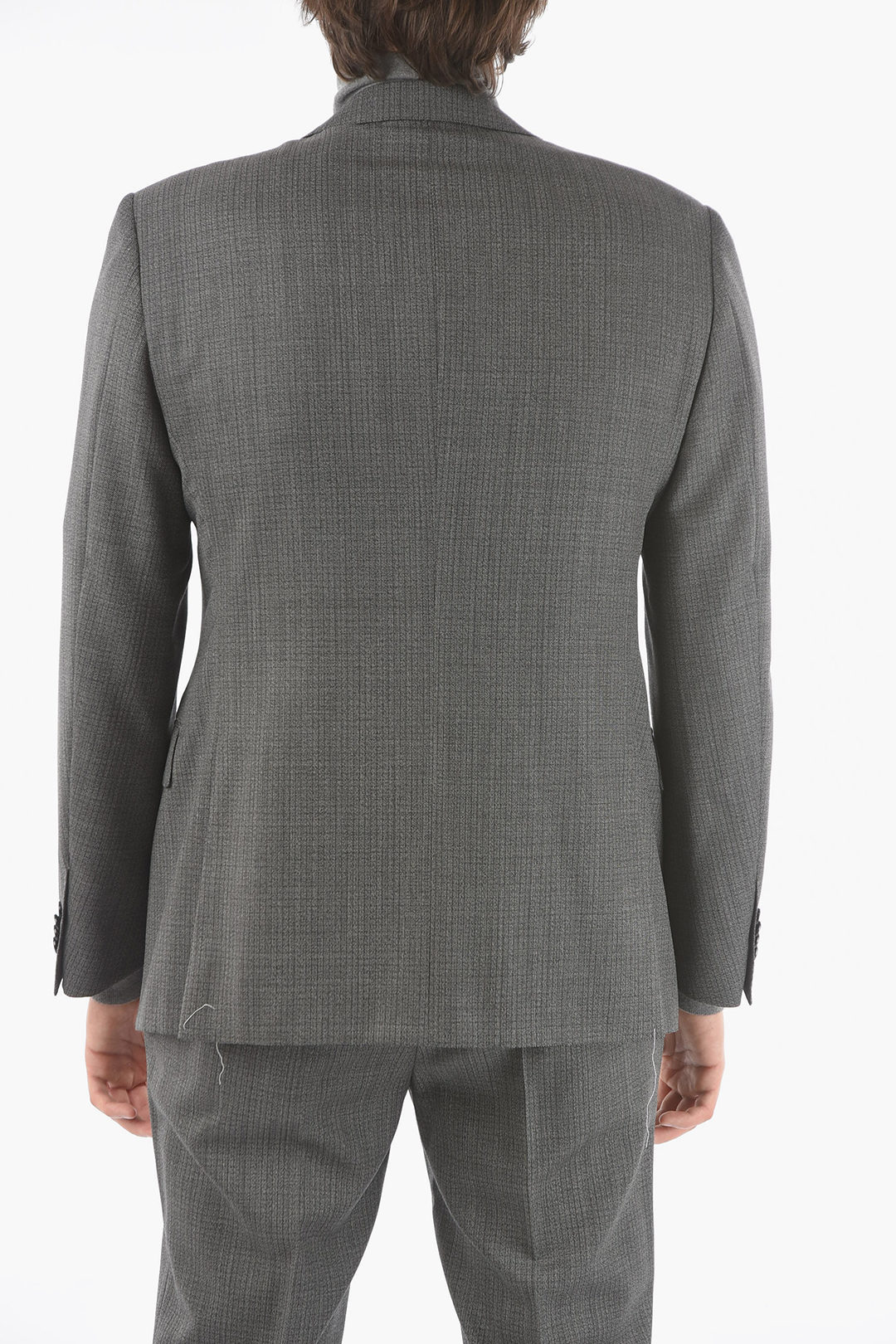 Corneliani mini checked side vents notch lapel ACADEMY 2-button suit ...