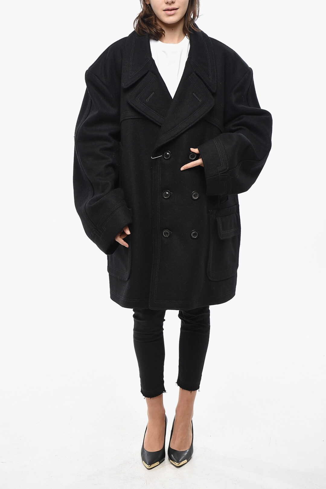 Maison Margiela MM0 Doppelreihiger Oversized-Mantel mit Multitaschen ...