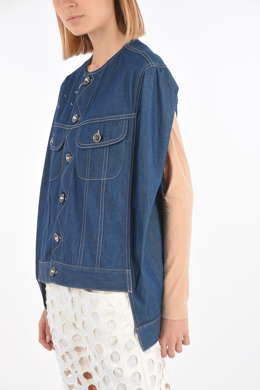 Maison Margiela MM1 Denim Sport Jacket with Silver Buttons women ...