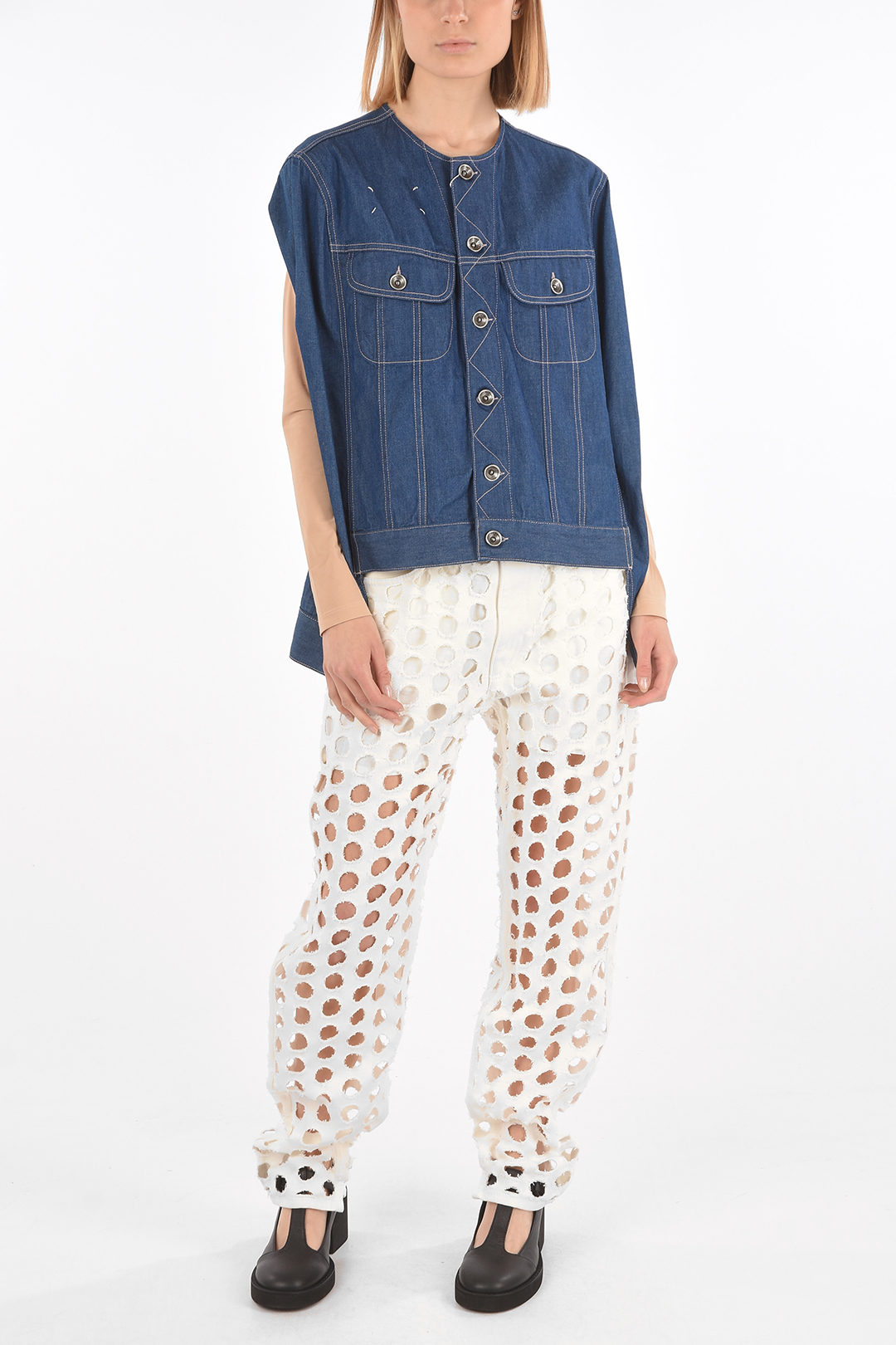 Maison Margiela MM1 Denim Sport Jacket with Silver Buttons women ...