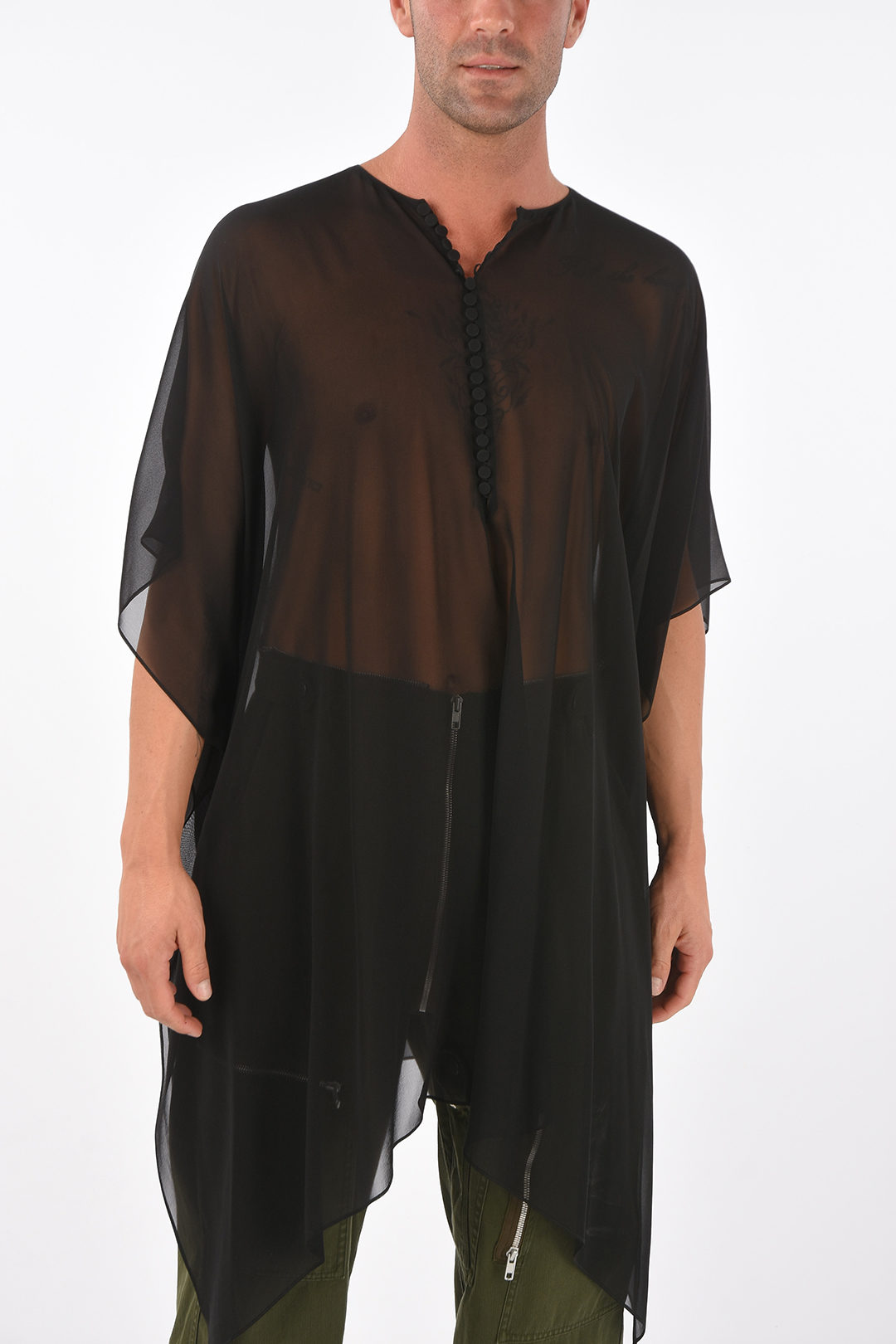 Maison Margiela MM10 silk sheer tunic men - Glamood Outlet