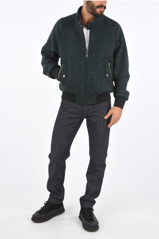 Maison Margiela MM14 Herringbone Bomber Jacket with buttoned Neck men ...